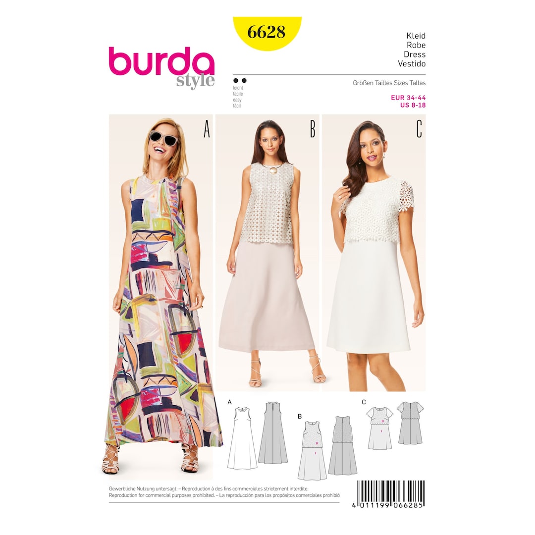 Burda Style Sewing Pattern Dress Summer Dress Lace Top No. 6628 - Etsy