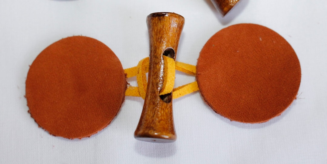 Toggle Fastener 1 Set, Toggle Button, Wooden Button With Real Leather ...
