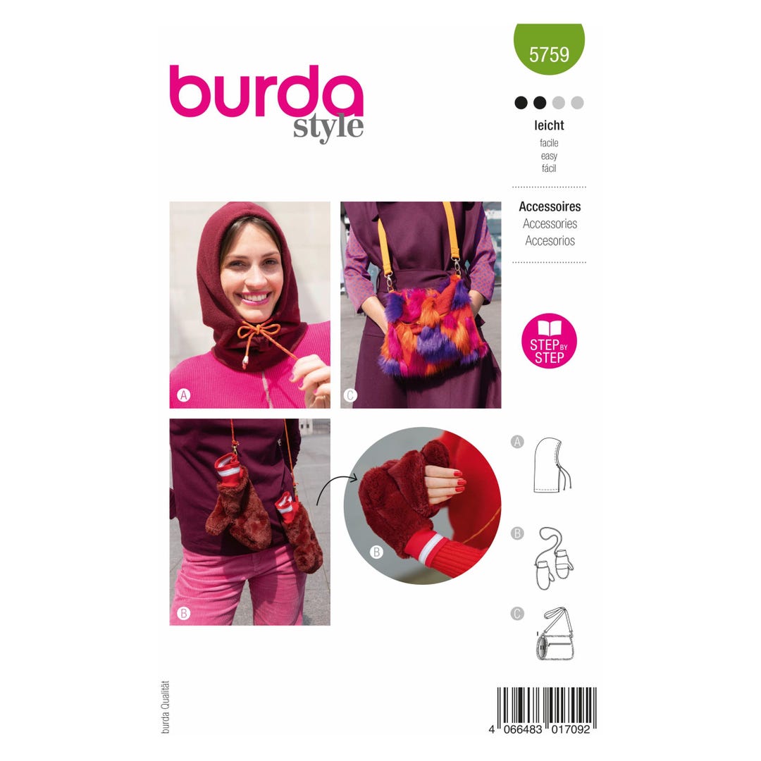 Burda Style Sewing Pattern No. 5759 Accessories Hood Muff Gloves - Etsy ...