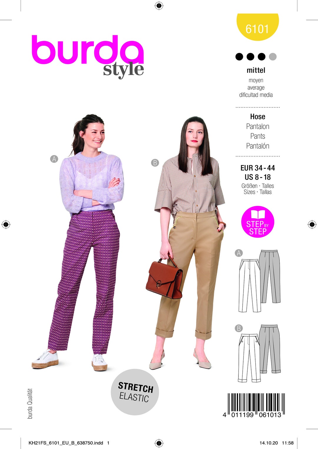 Burda Style Sewing Pattern - Trousers - Fabric Trousers With Crease ...