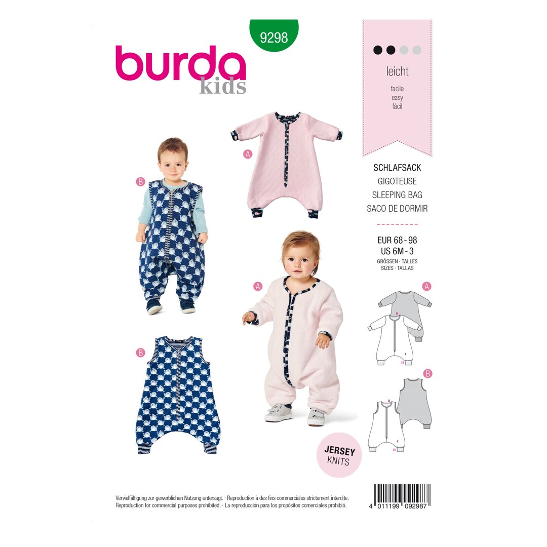 Burda Sewing Pattern - Sleeping Bag With Legs - Sleeping Bag Overall ...