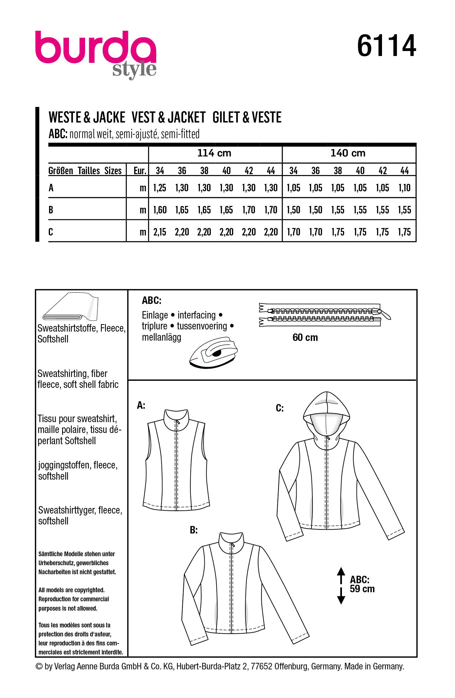 Burda Style Sewing Pattern Vest and Jackets With and Without - Etsy