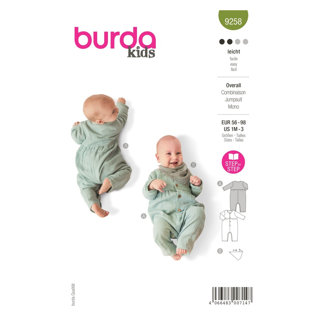 Burda Kids Sewing Pattern No. 9258 Overall Triangular Scarf Practical ...