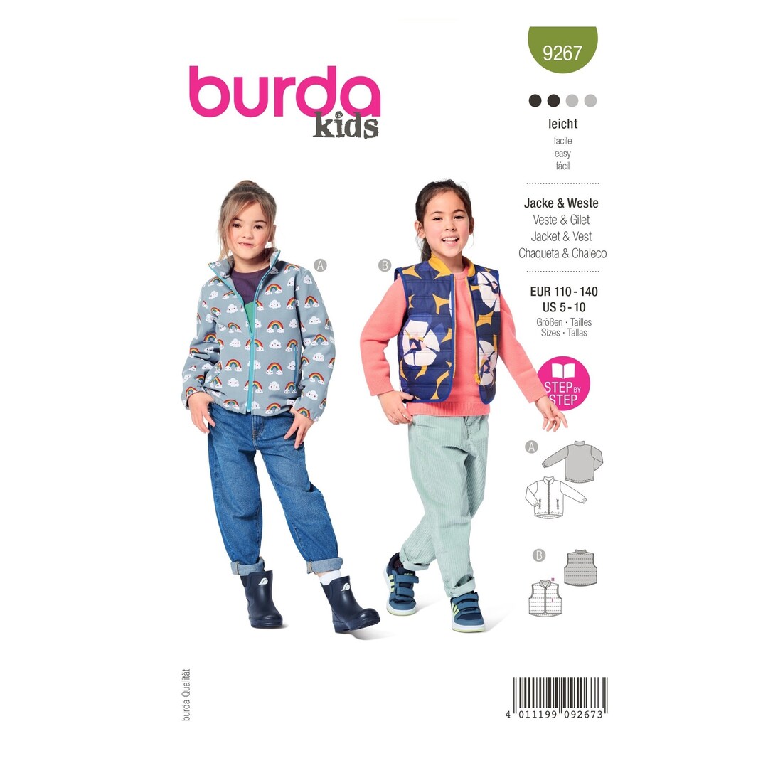 Burda Kids Pattern No. 9267 Jacket and Vest With Zipper - Etsy