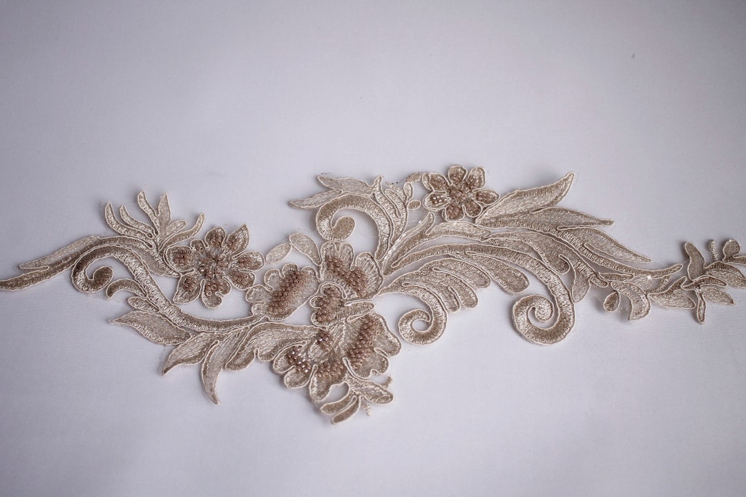 Lace Insert - Application Monofilament Embroidery With Pearls - Lace ...