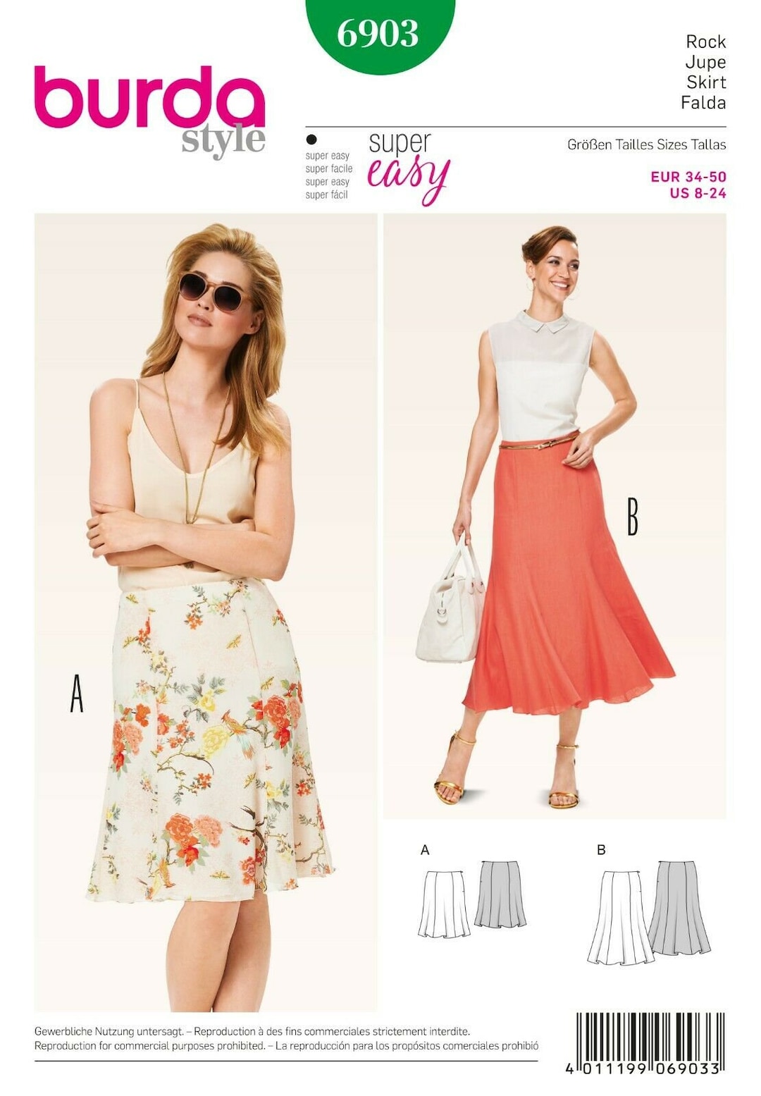 Burda Style Sewing Pattern Skirt Paneled Skirt Flared Skirt No. 6903 - Etsy