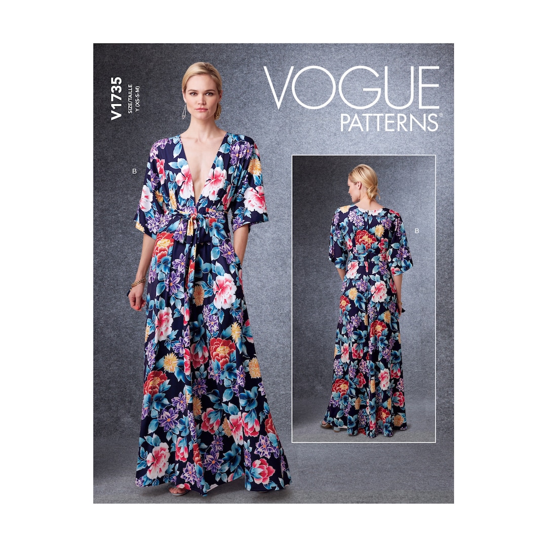 Vogue Sewing Pattern V1735 Dress Long Dress With Deep Neckline - Etsy