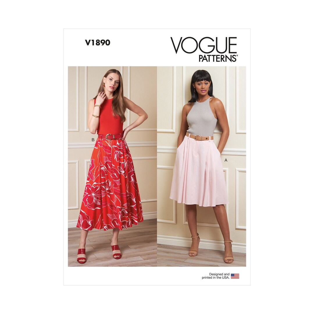 Vogue Pattern V1890 Skirt, Pleated Skirt - Etsy