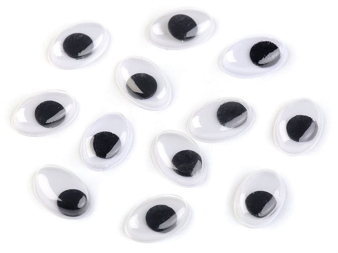 10 Plastic Eyes Wobbly Eyes Movable Eyes Oval 10 X 15 Mm B/w - Etsy