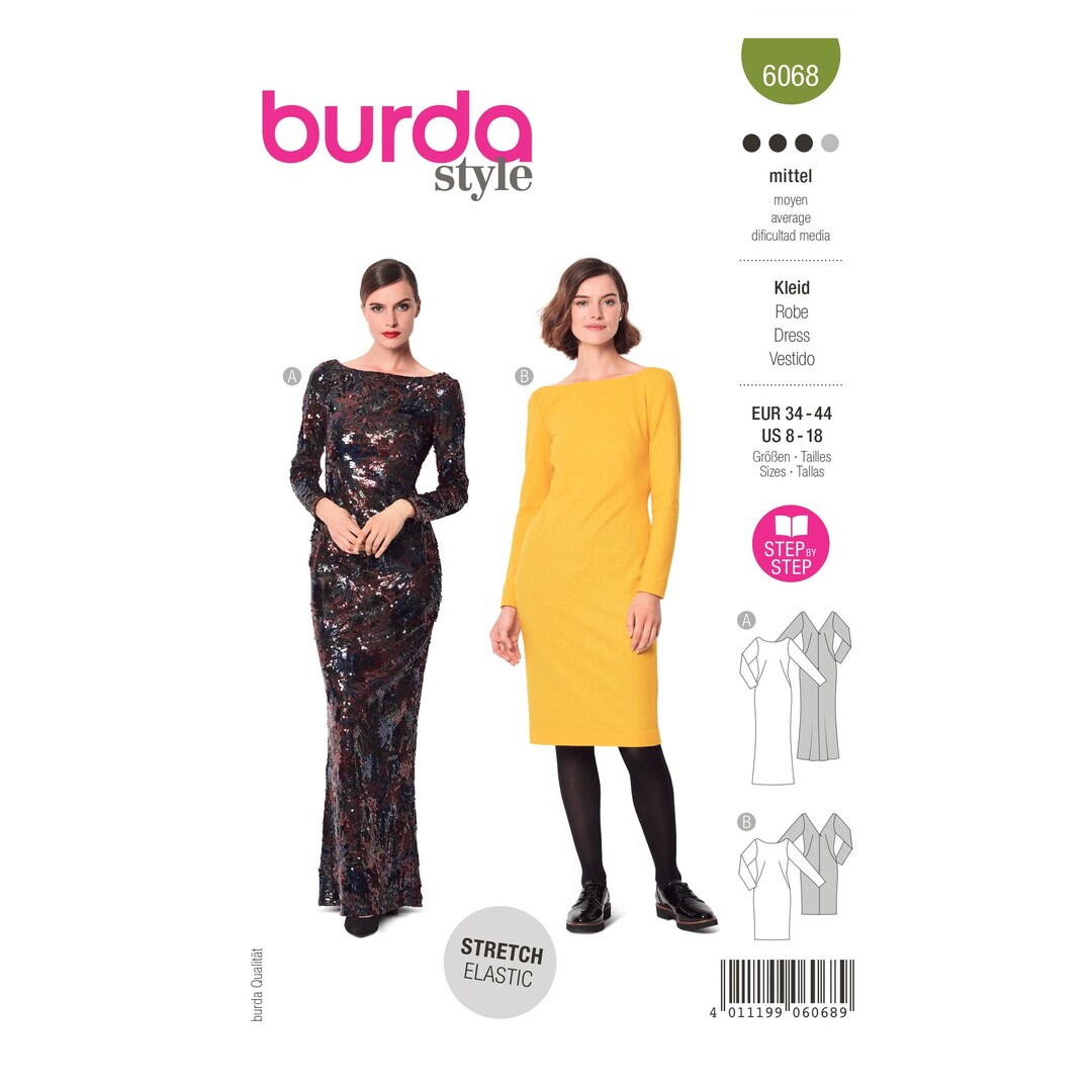 Burda Style Sewing Pattern No. 6068 Dress Evening Dress With Back ...
