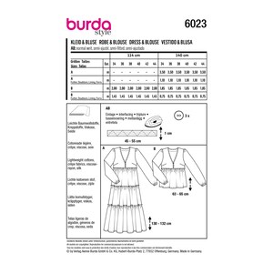 Burda Style Sewing Pattern No. 6023 - Dress and Blouse - V-neck - Tiers ...