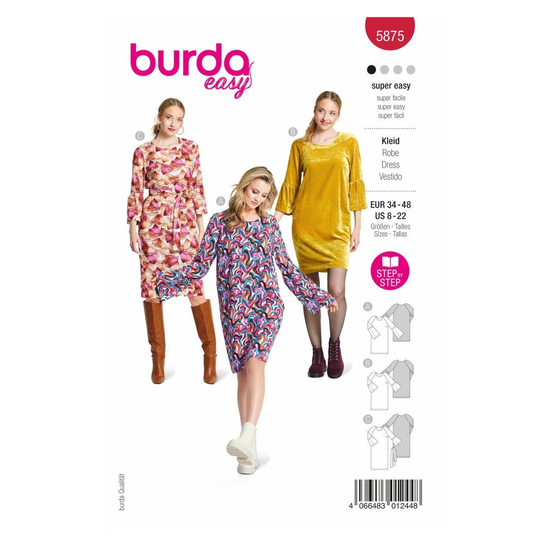 Burda Style Sewing Pattern No. 5875 Dress Figure-hugging Raglan Sleeves - Etsy