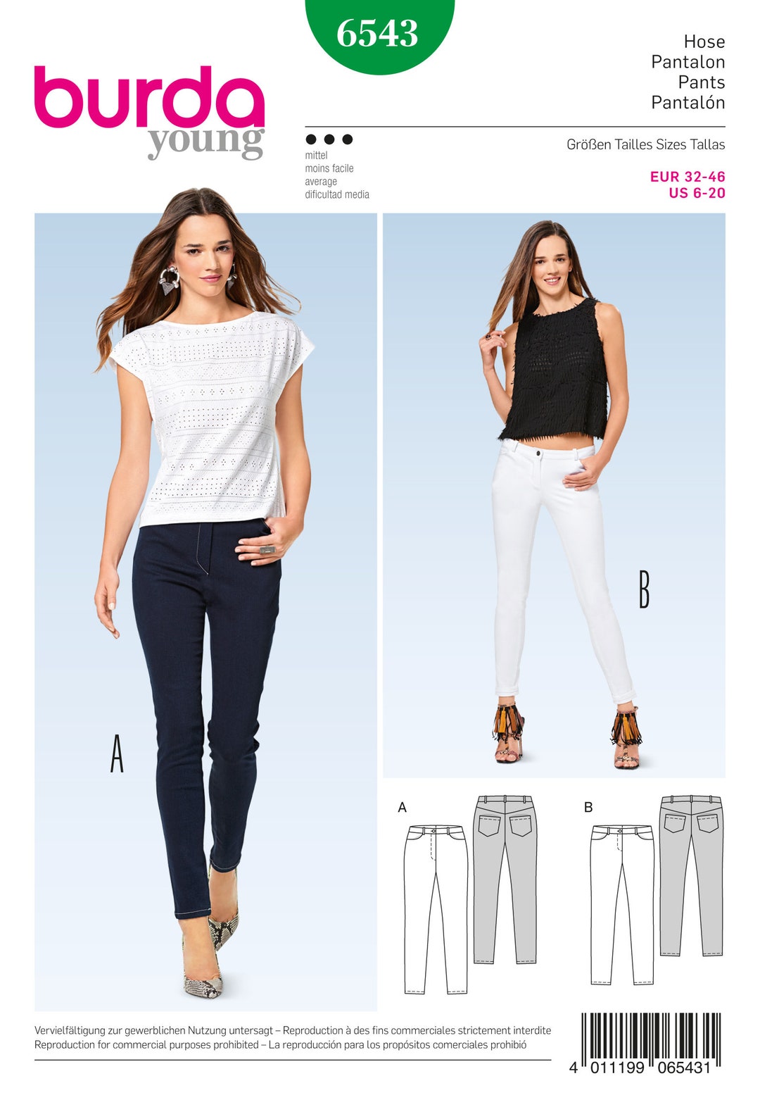 Burda Style Pattern Pants Slim Pants Jeans No. 6543 - Etsy