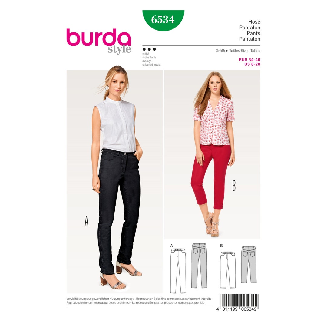 Burda Style Sewing Pattern Trousers Jeans Long and 3/4 No. 6534 - Etsy UK