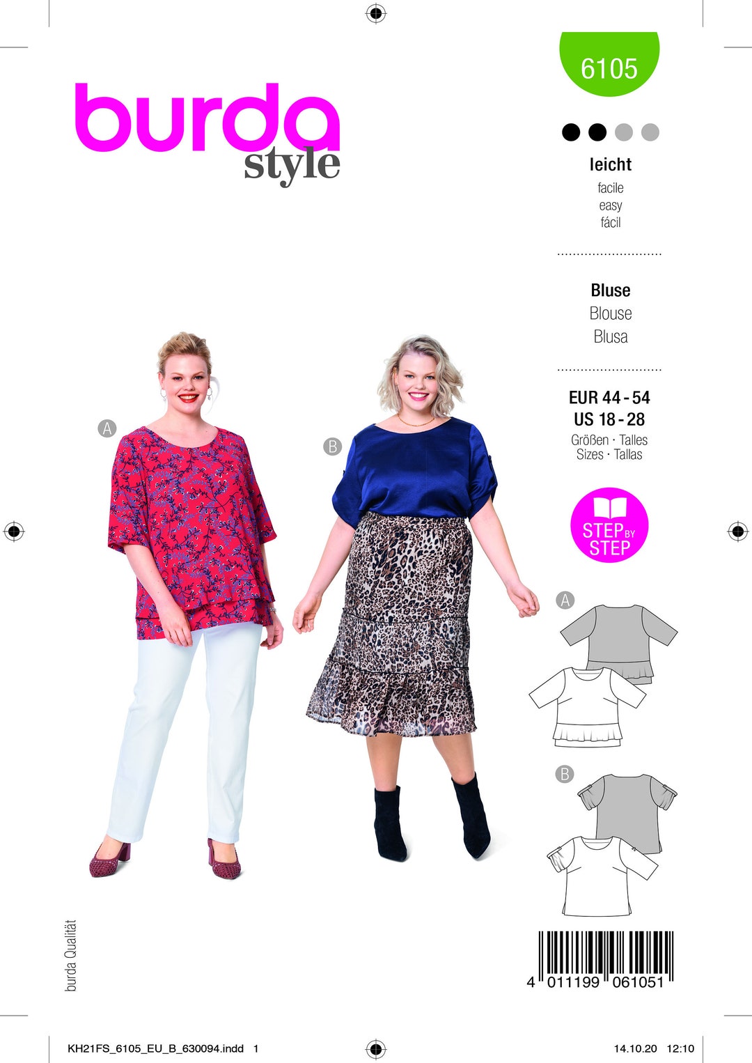 Burda Style Sewing Pattern Shirt Blouse With Flounce and - Etsy