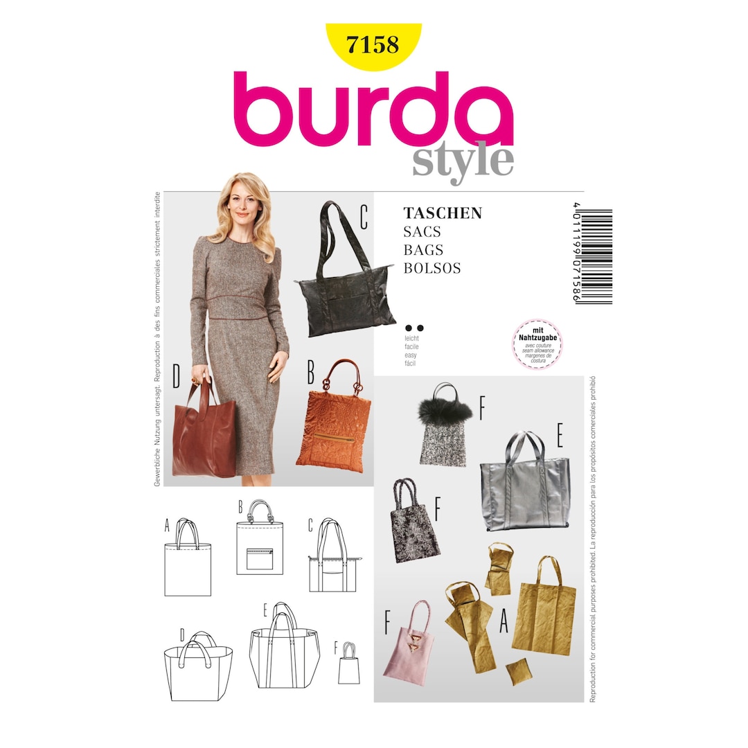 Burda Style Sewing Pattern - Bags - Pouches - No. 7158 - Etsy