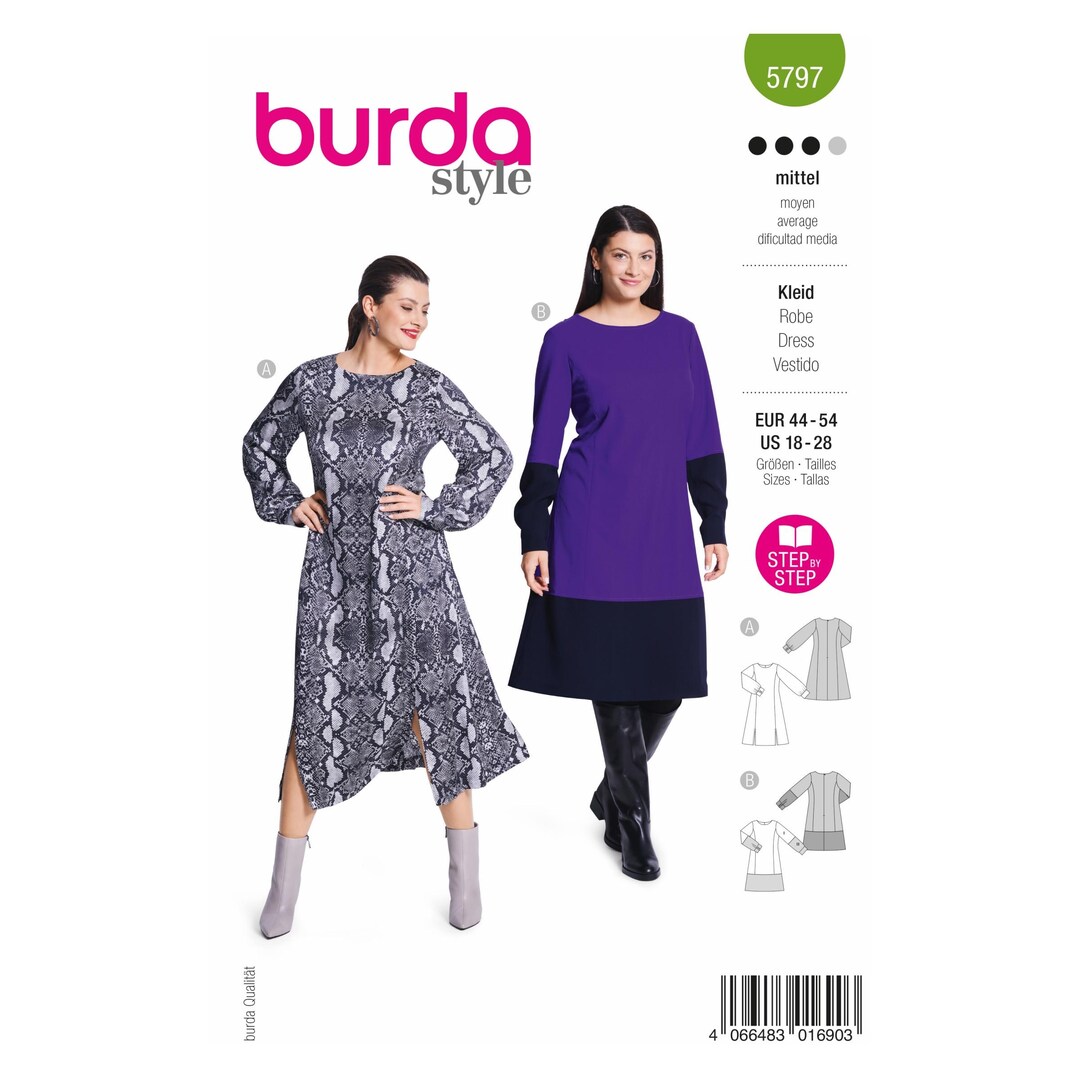 Burda Style Couture Pattern No. 5797 Robe Jupe Swinging Grandes Tailles ...