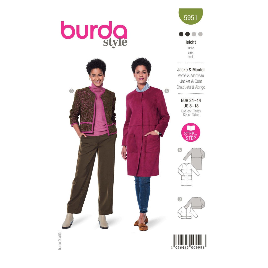 Burda Style Pattern No. 5951 Jacket and Coat Unlined - Etsy