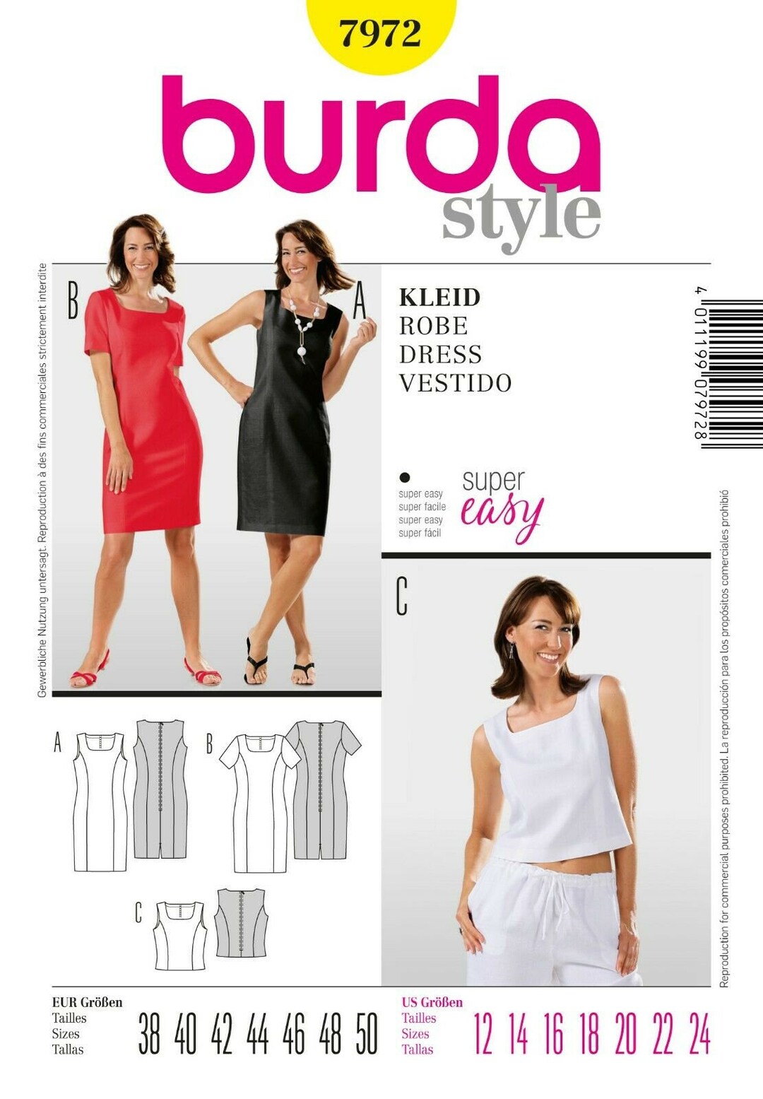 Burda Style Sewing Pattern Dress Blouse Top No. 7972 - Etsy