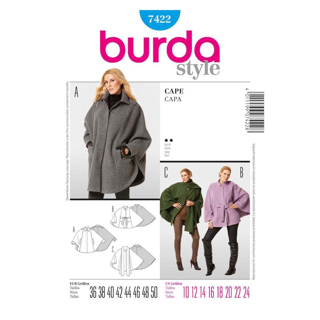 Burda Style Sewing Pattern, Cape, 7422 - Etsy