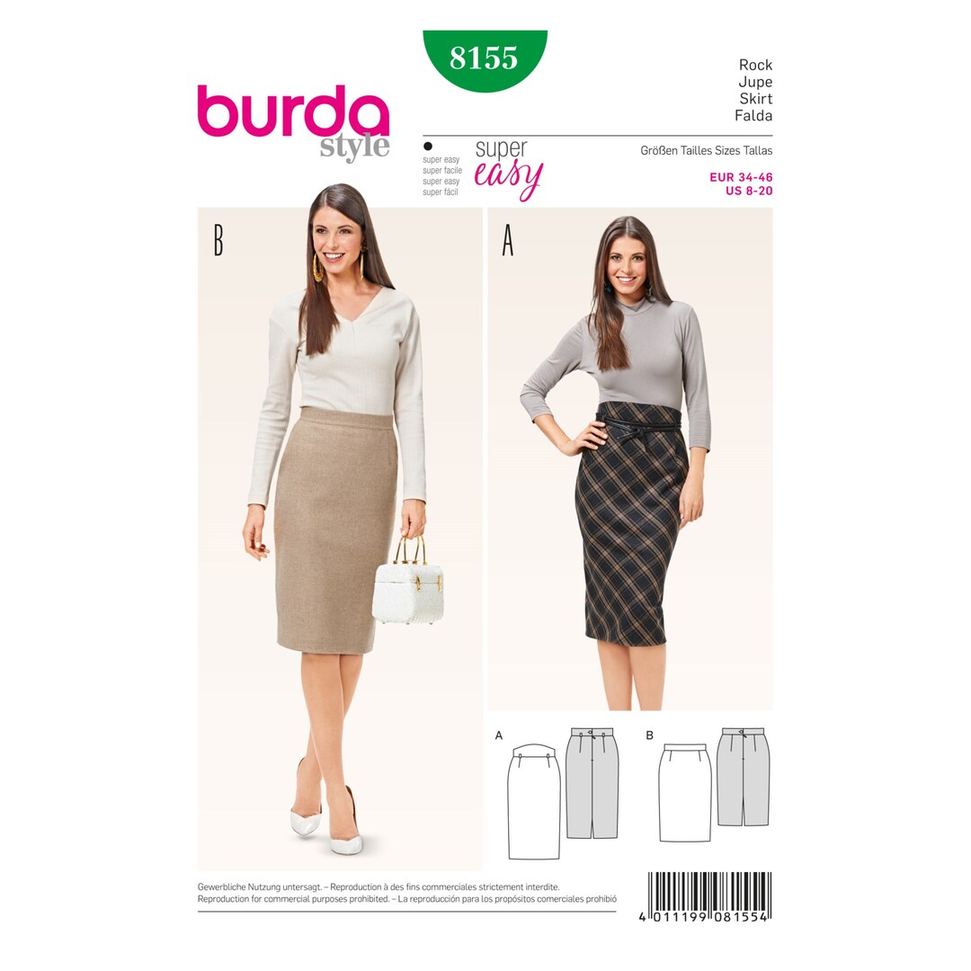 Burda Style Sewing Pattern Skirt Slim Skirt Business Skirt No. 8155 - Etsy