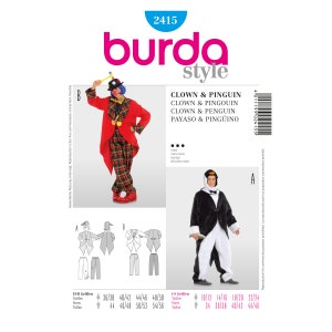 Burda Style Sewing Pattern Penguin, Clown Jacket, Pants for Him & Her ...