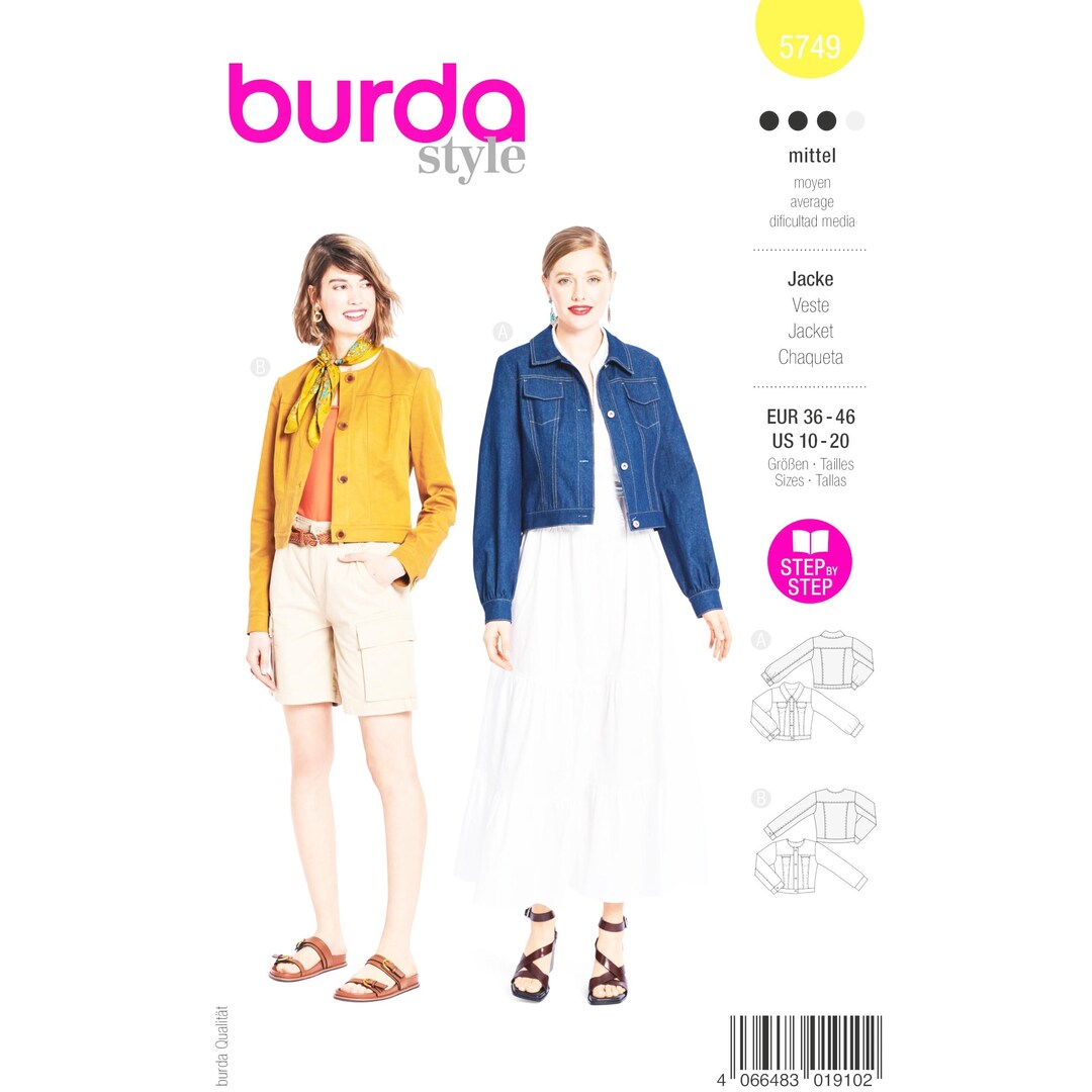 Burda Style Sewing Pattern No. 5749 - Jacket - Short - Classic Denim ...