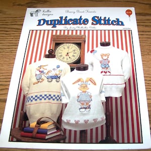 1991 Hollie Designs DUPLICATE STITCH Beary Good Friends Pattern Leaflet ...