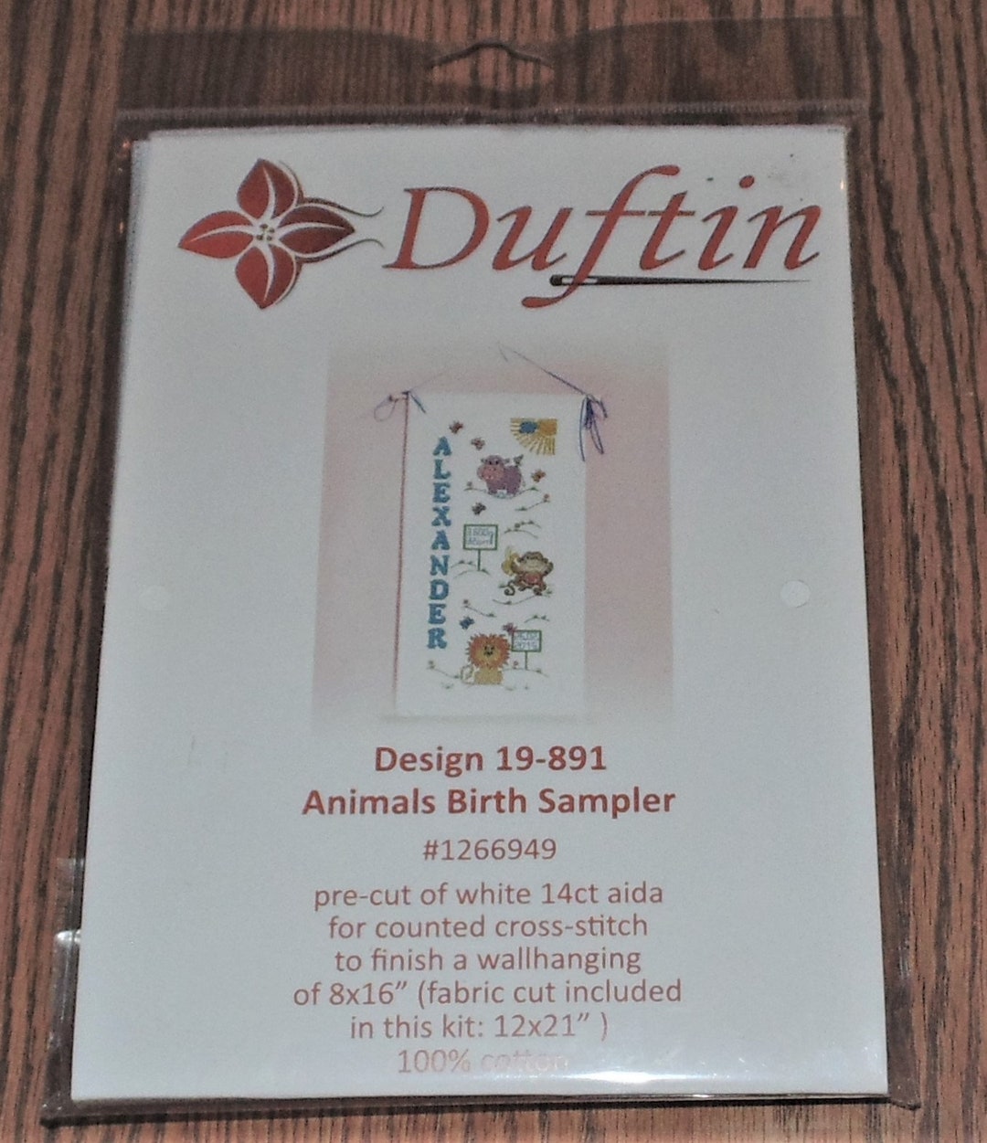 Sealed Duftin ANIMALS BIRTH SAMPLER Counted Cross Stitch Wallhanging ...