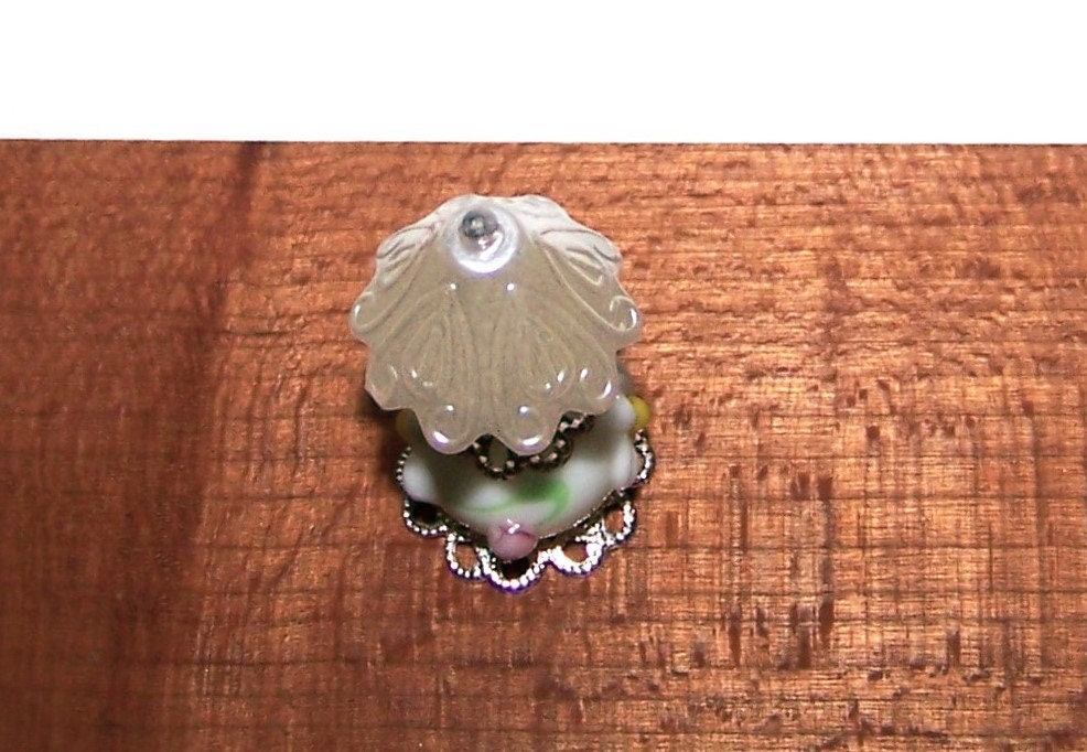Handcrafted SMALLER Miniature Fairy Garden or Dollhouse White Lampwork ...