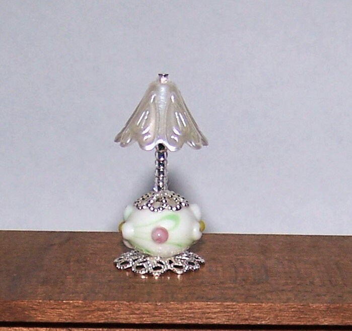 Handcrafted SMALLER Miniature Fairy Garden or Dollhouse White Lampwork ...