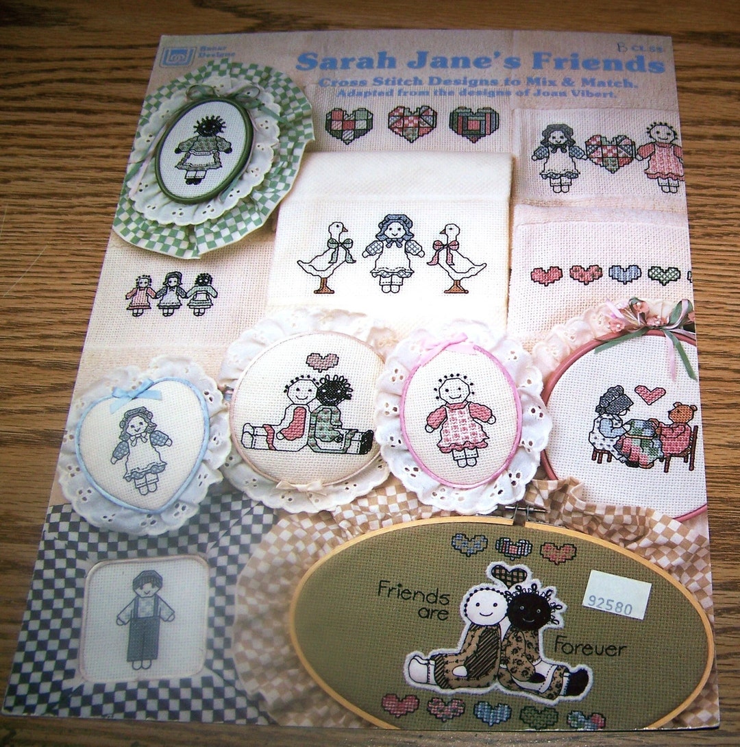 1985 Banar Designs SARAH JANE'S FRIENDS Cross Stitch Pattern Leaflet ...
