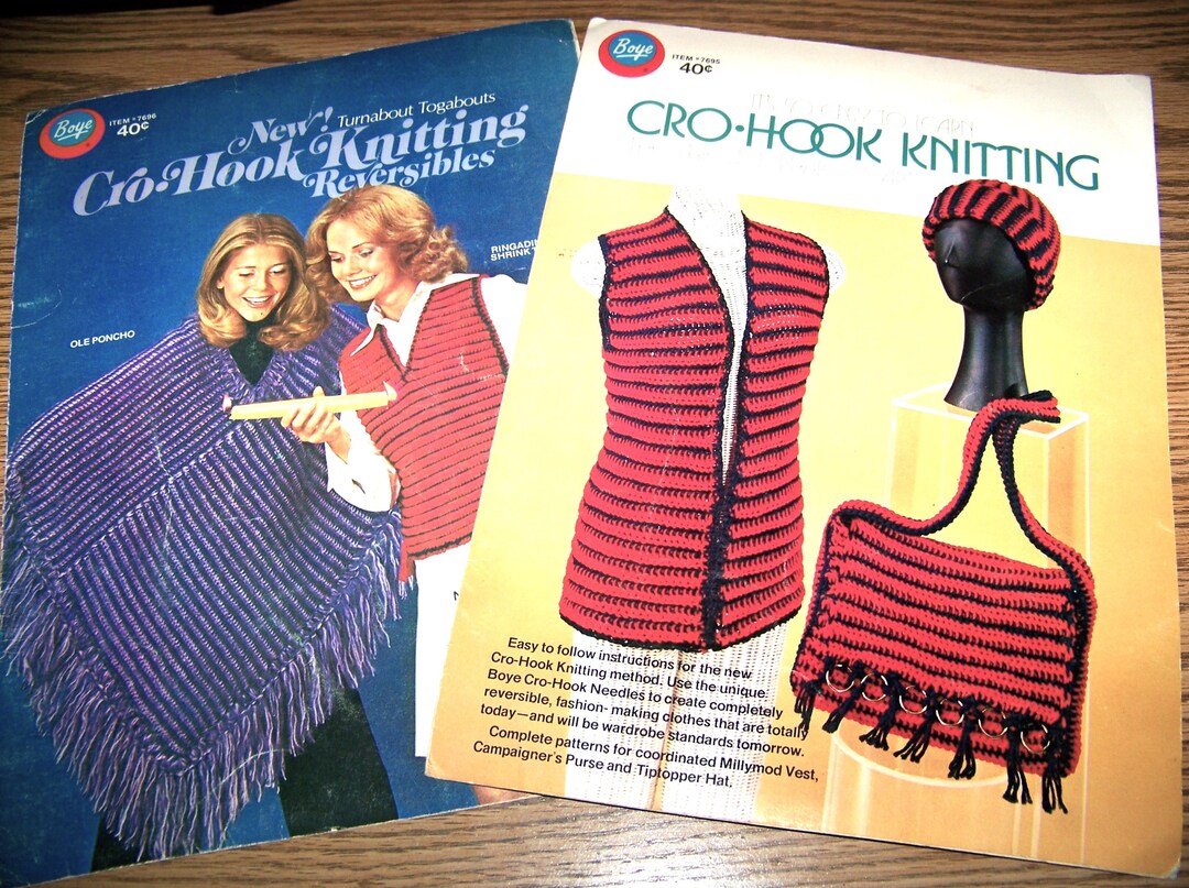 2 Vintage Boye CRO-HOOK Knitting Pattern Leaflets 7695 & 7696 - Crochet ...
