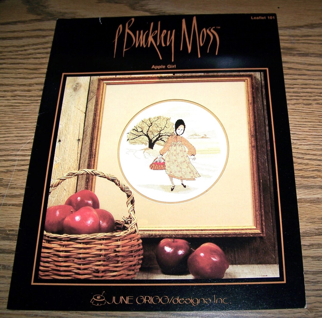 1983 P. Buckley Moss APPLE GIRL Cross Stitch Pattern Leaflet - Etsy