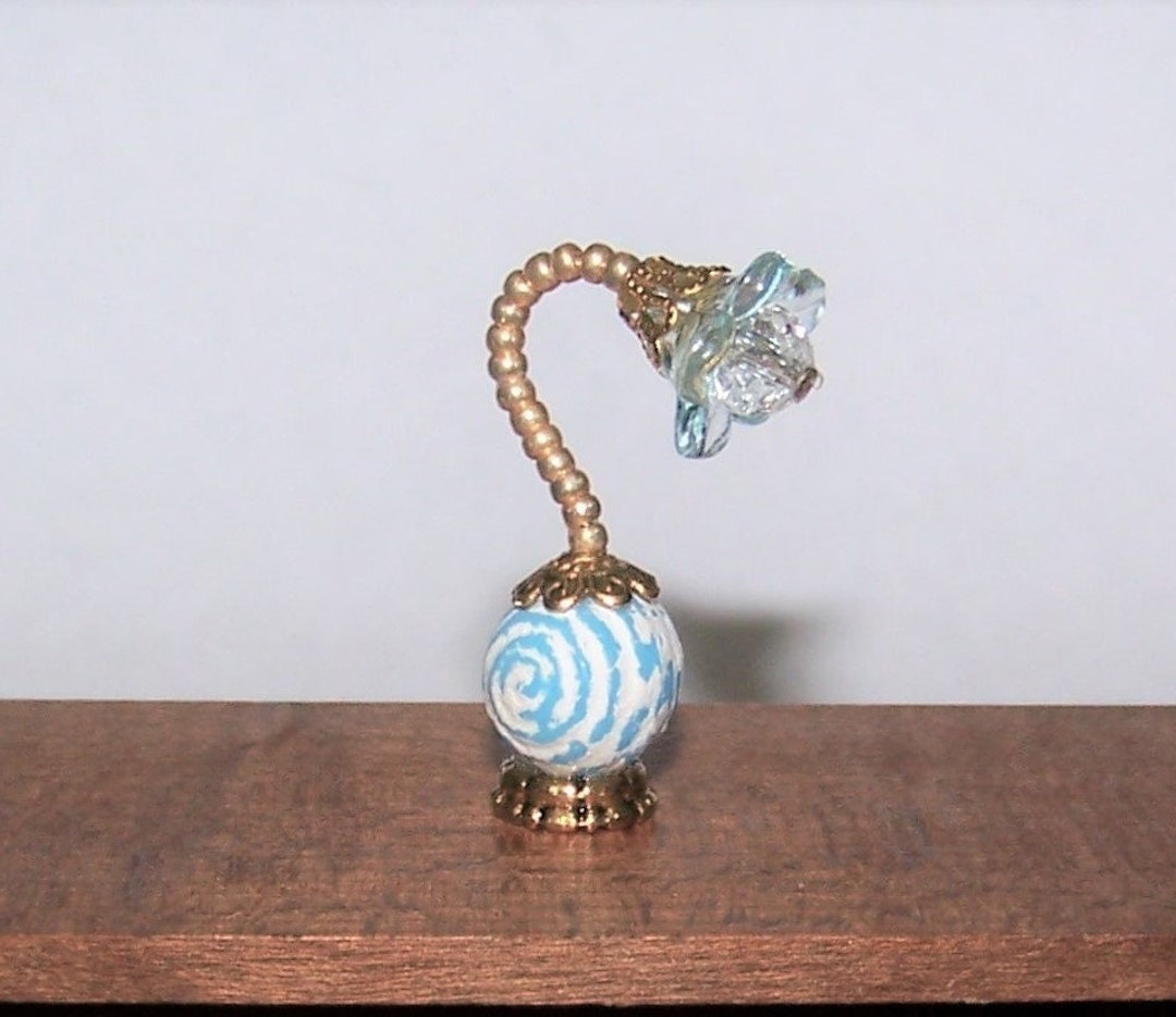 Handcrafted SMALLER Miniature Fairy Garden or Dollhouse Beaded Blue ...