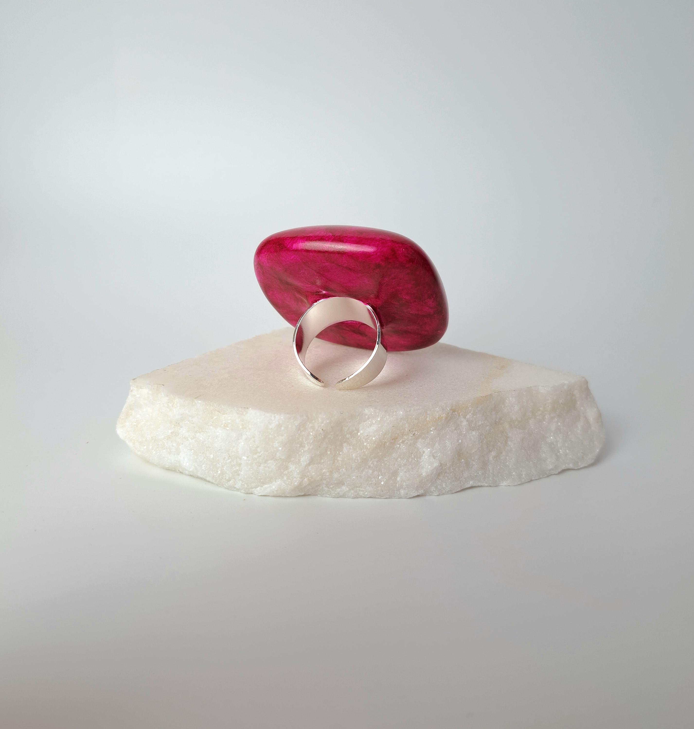 Bright Pink Statement Ring, Big Chunky Rings for Women, Contemporary ...