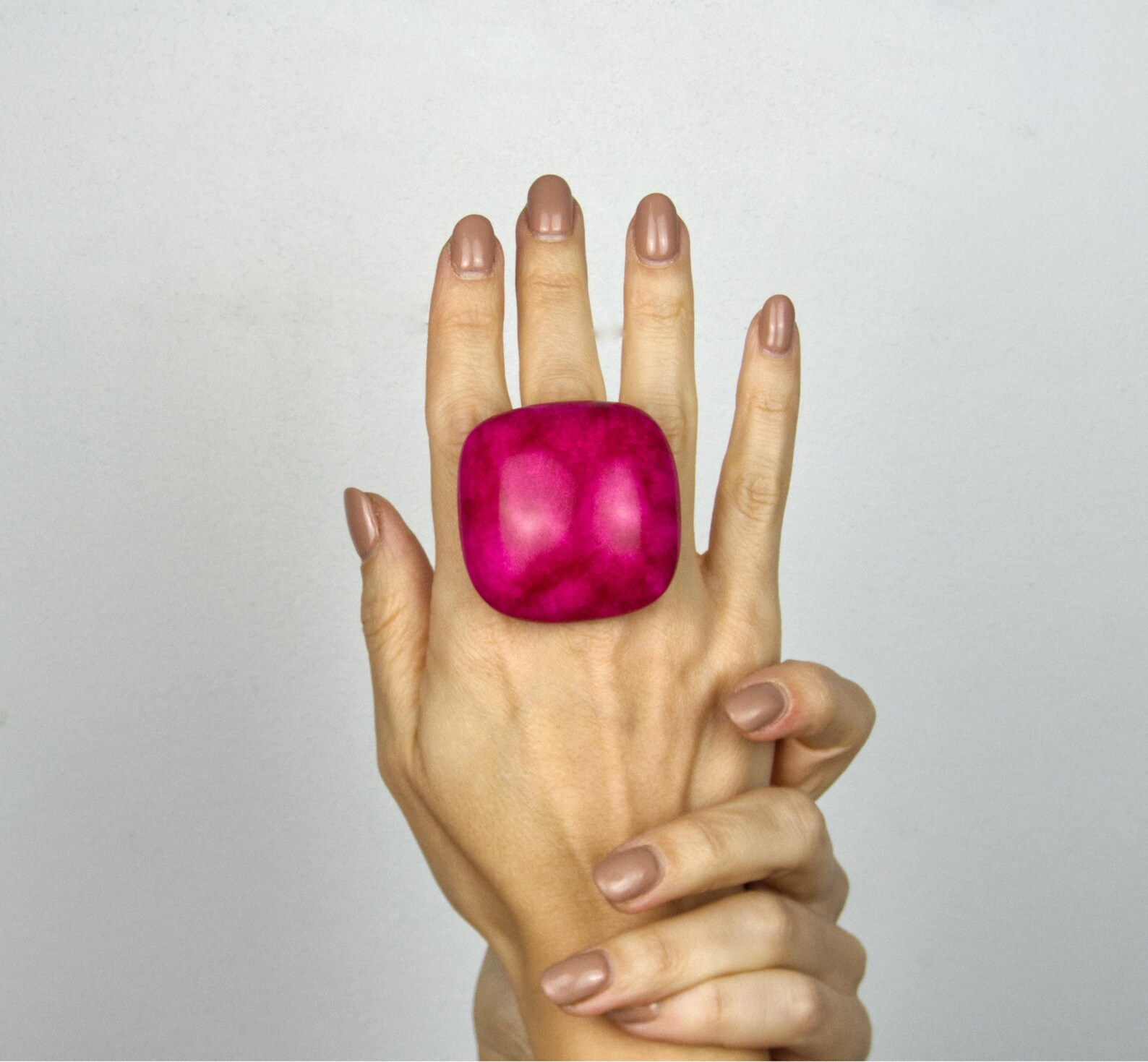 Bright Pink Statement Ring, Big Chunky Rings for Women, Contemporary ...