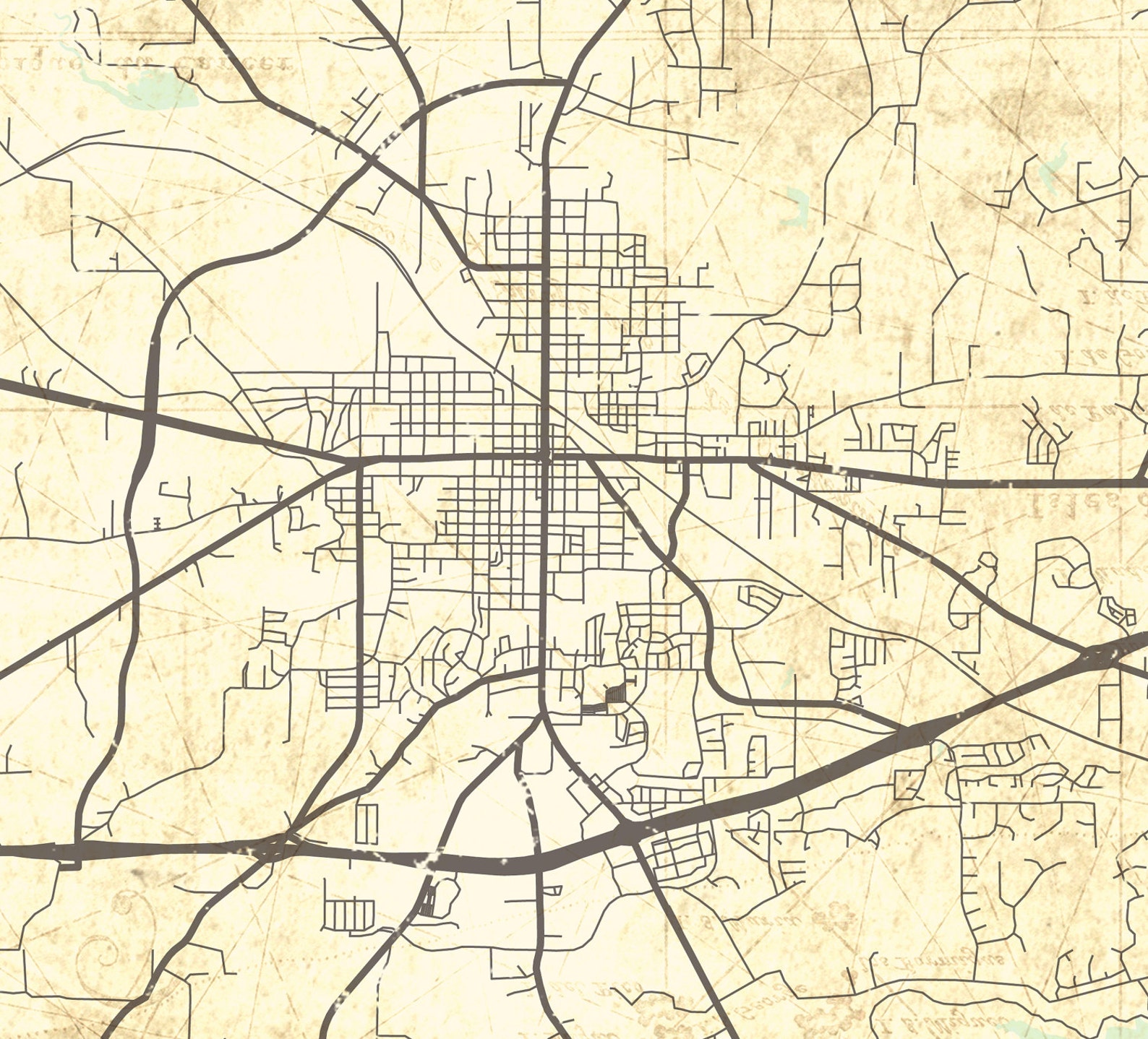 WEATHERFORD TX Canvas Print Texas Vintage map Weatherford TX | Etsy