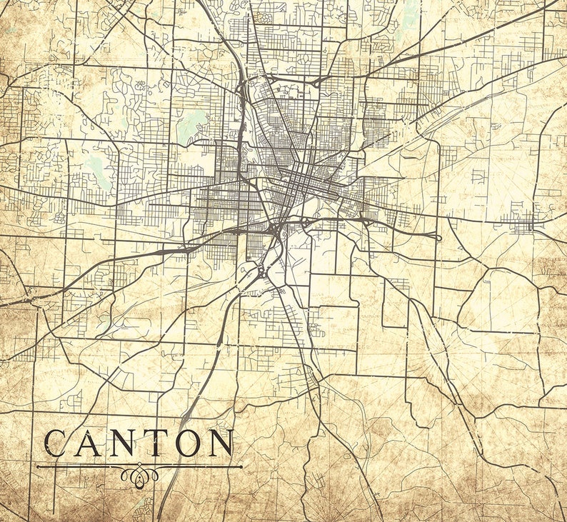 CANTON OH Canvas print Ohio OH Canton Vintage map City Map | Etsy