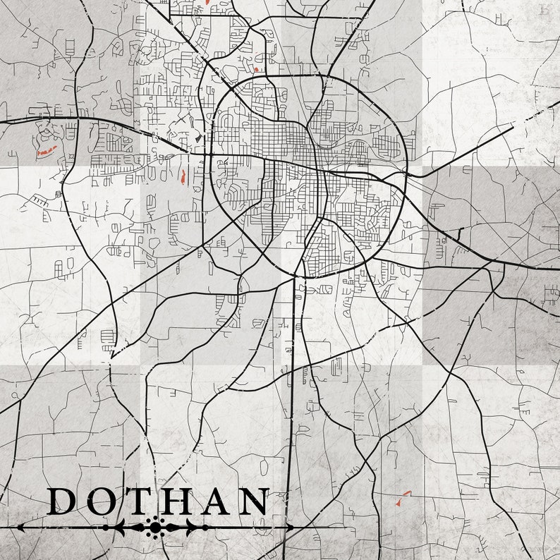 DOTHAN AL Canvas Print Alabama Map Vintage City map Wall Art | Etsy