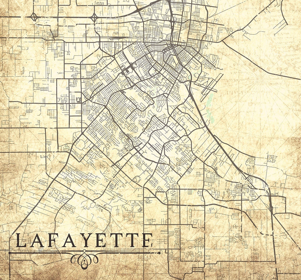 LAFAYETTE LA Canvas Print Louisiana LA City Vintage map Gift | Etsy