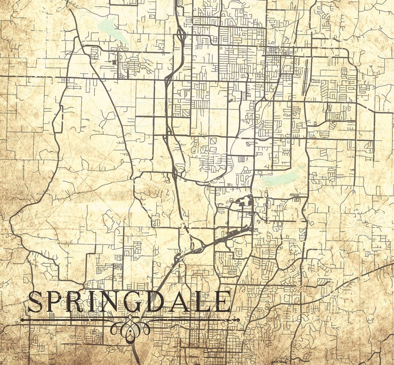 SPRINGDALE AR Canvas Print Arkansas Ar Vintage map City Map | Etsy