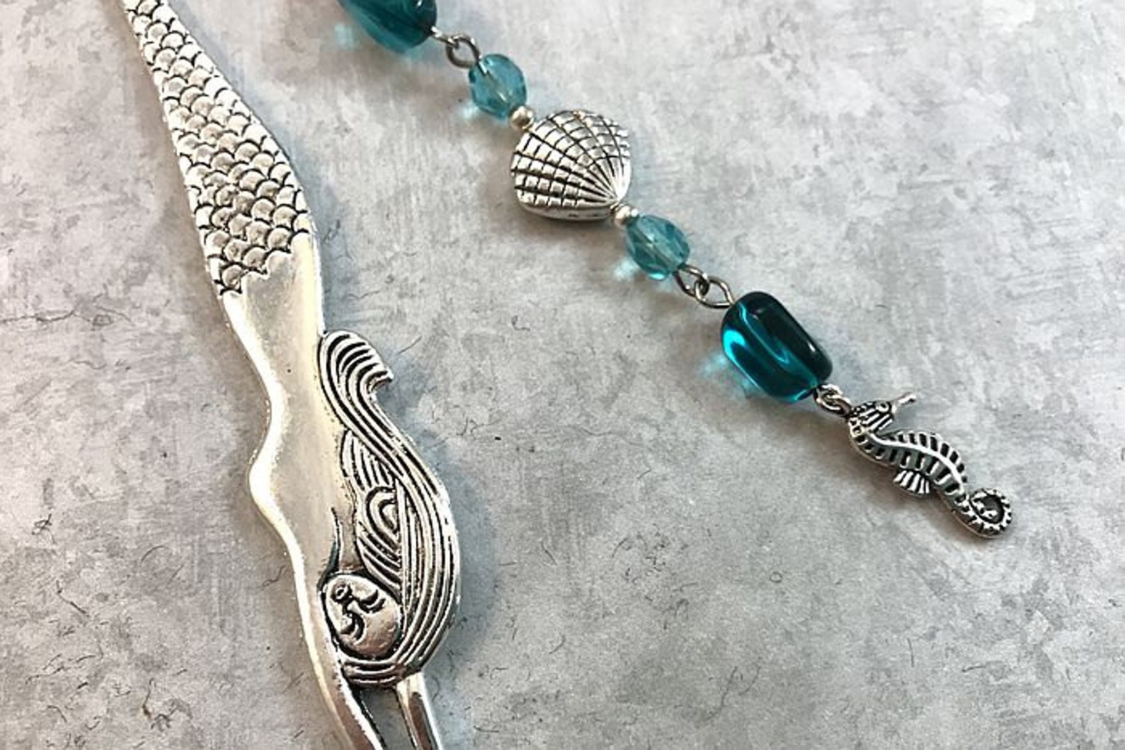 Mermaid Bookmark Seahorse Beaded Shepherd Hook Bookmark - Etsy