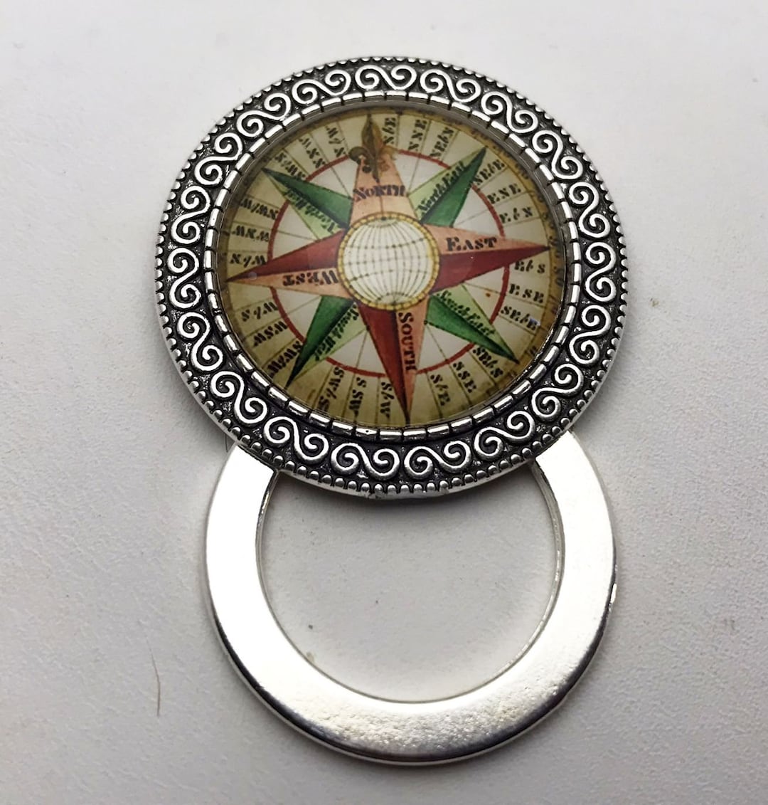 Compass Rose Magnetic ID Badge Holder, Eyeglass Holder, Magnetic Brooch ...