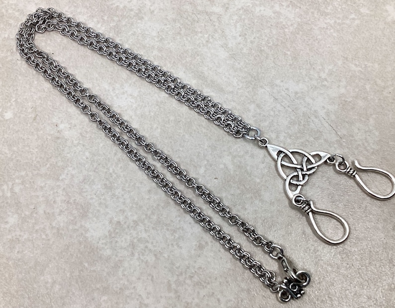Double Hook Celtic Trinity Knot Portuguese Knitting Necklace, Gift for ...