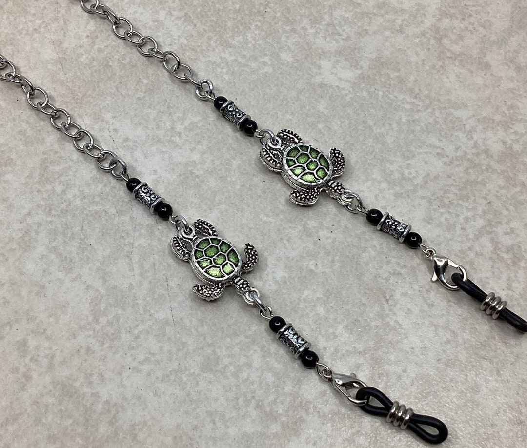 Sea Turtle Eyeglass Chain, Silver Eyeglass Chain, Reading Glasses ...