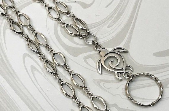 Silver Sea Turtle Lanyard Sea Turtle Silver Chain ID Badge | Etsy