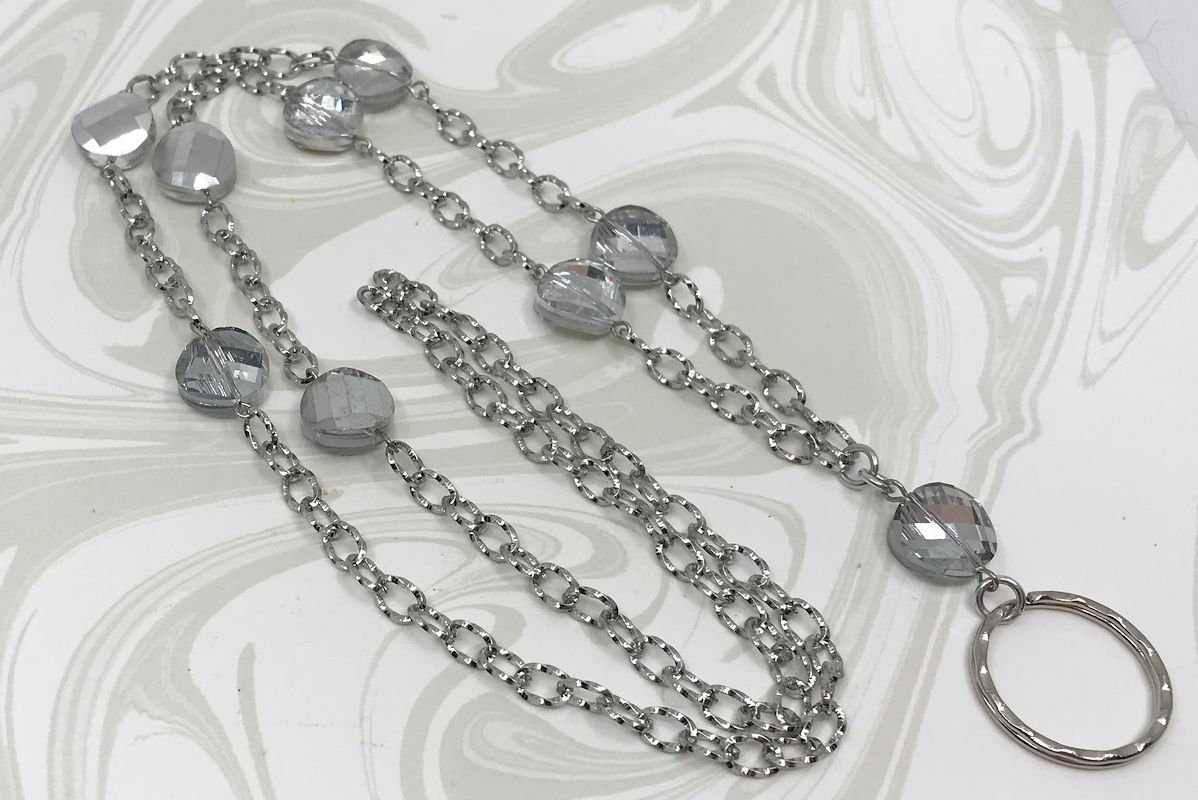 Sparkly Silver Lanyard Silver Chain Lanyard Silver Beaded - Etsy