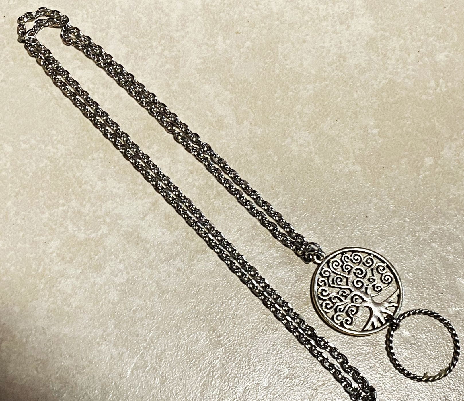 Tree of Life Eyeglass Loop Necklace, Silver Glasses Chain, Reading ...