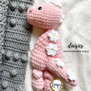 READY TO SHIP Crochet Dinosaur Lovey Snuggler With Flower Spikes ...